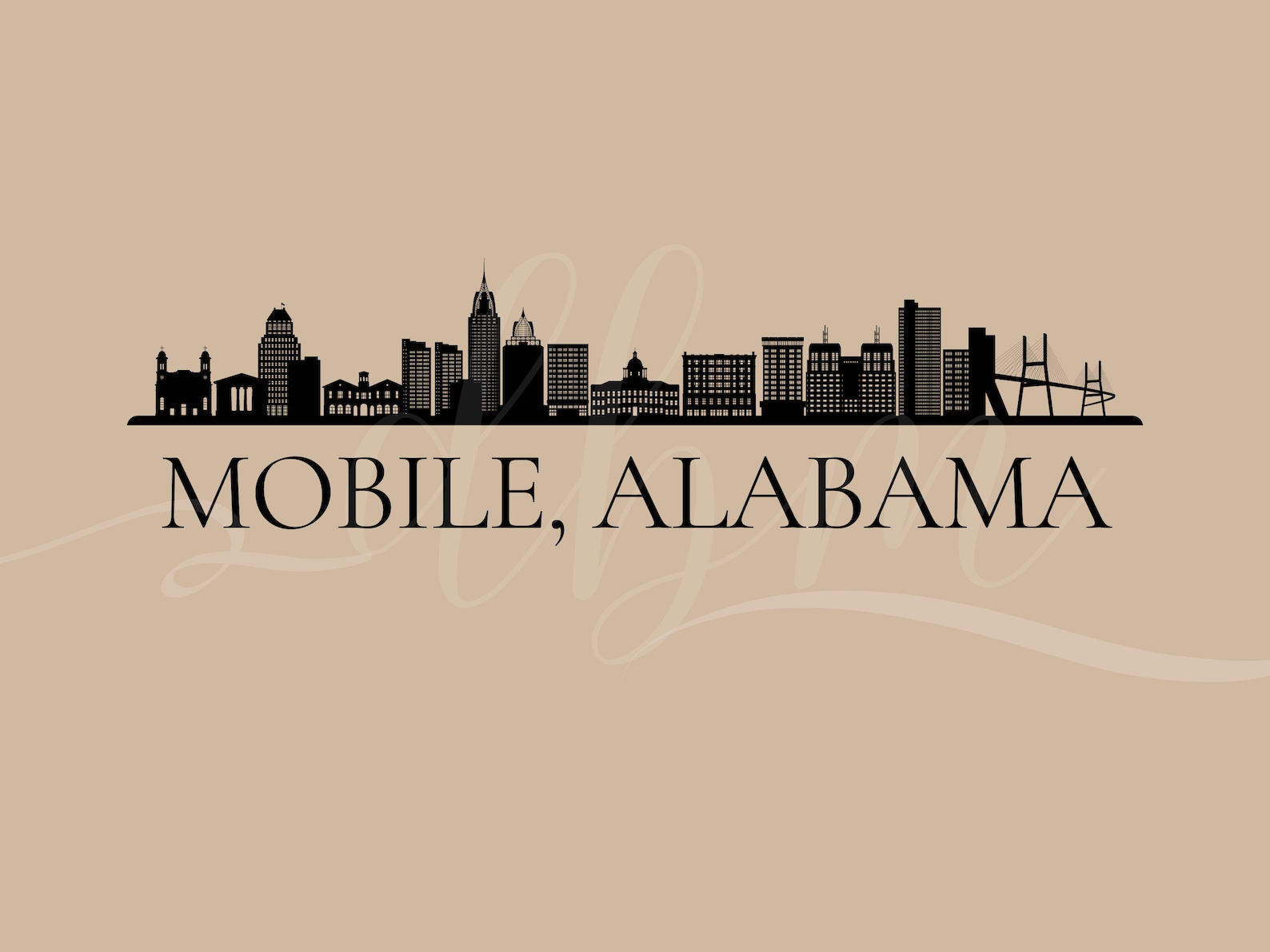 Mobile Alabama Skyline Clipart Bundle: Cityscape PNG SVG Art Files ...