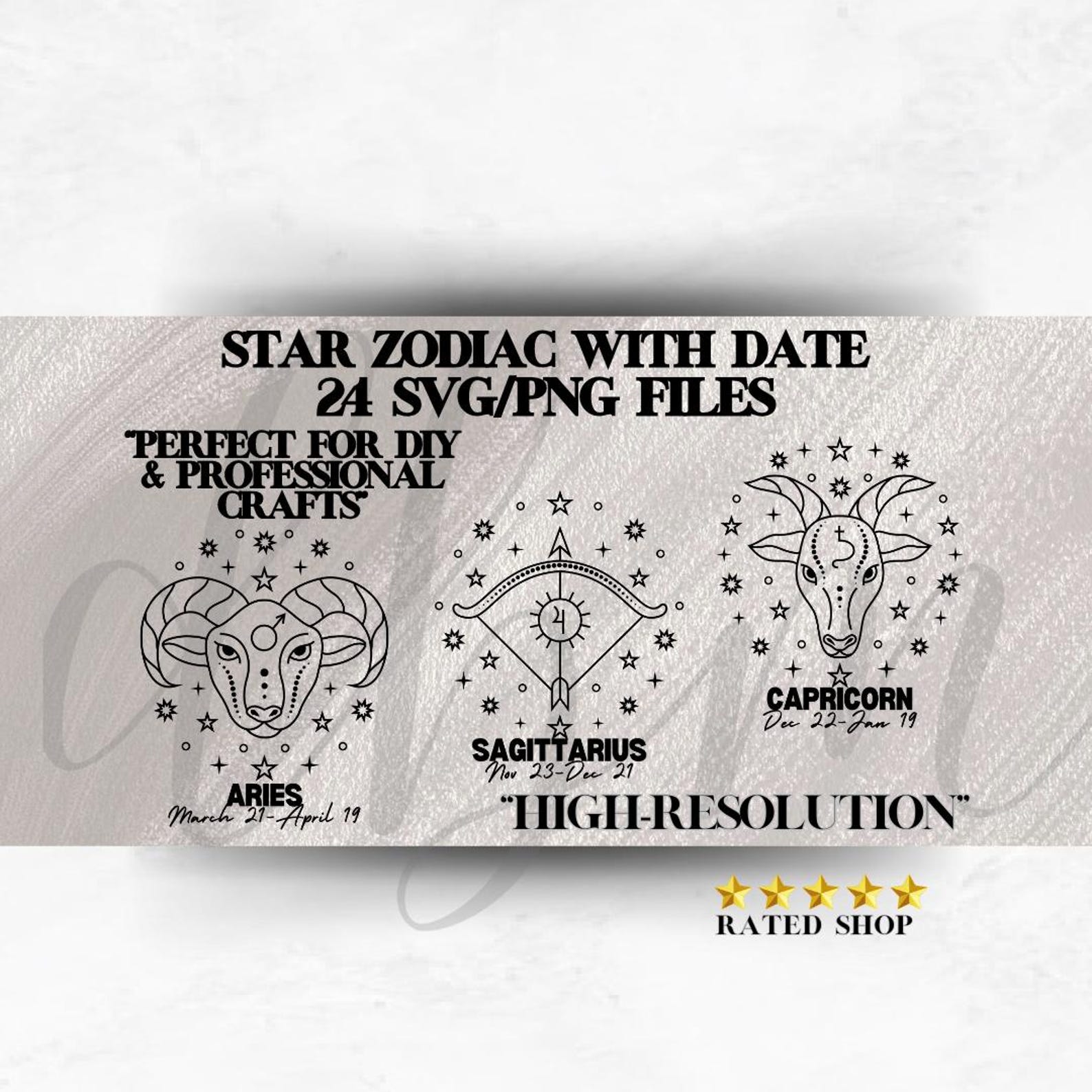 Star Horoscope Clipart Bundle Astrology Graphics Zodiac Signs SVG PNG ...