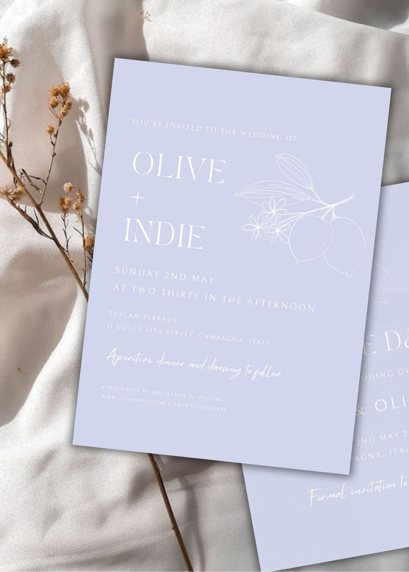Printable Modern Mediterranean Wedding Invitation & Save the Date ...