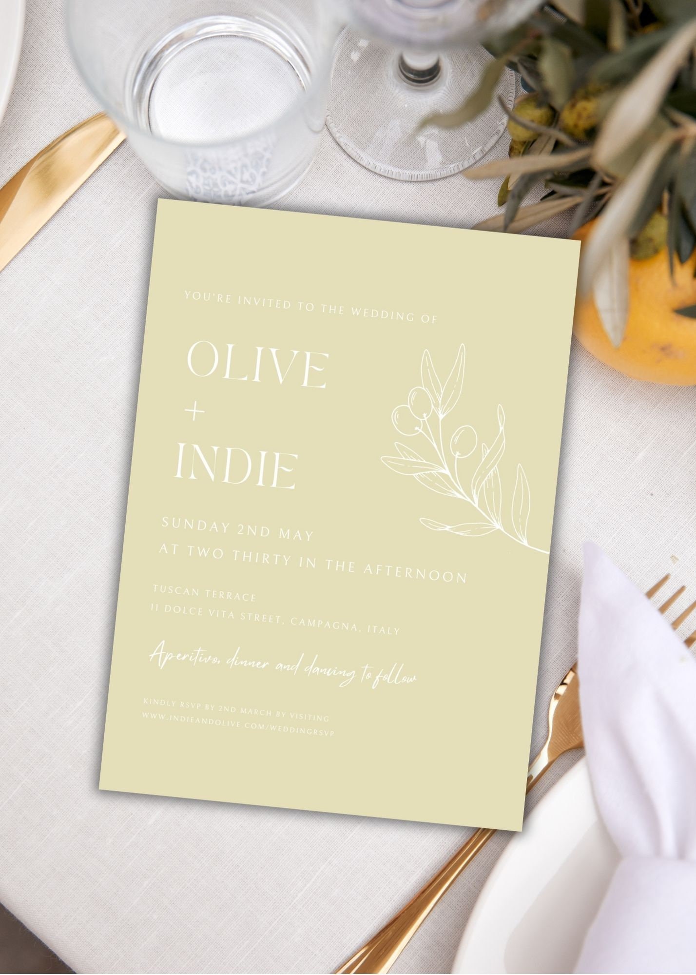 Printable Modern Mediterranean Wedding Invitation & Save the Date ...