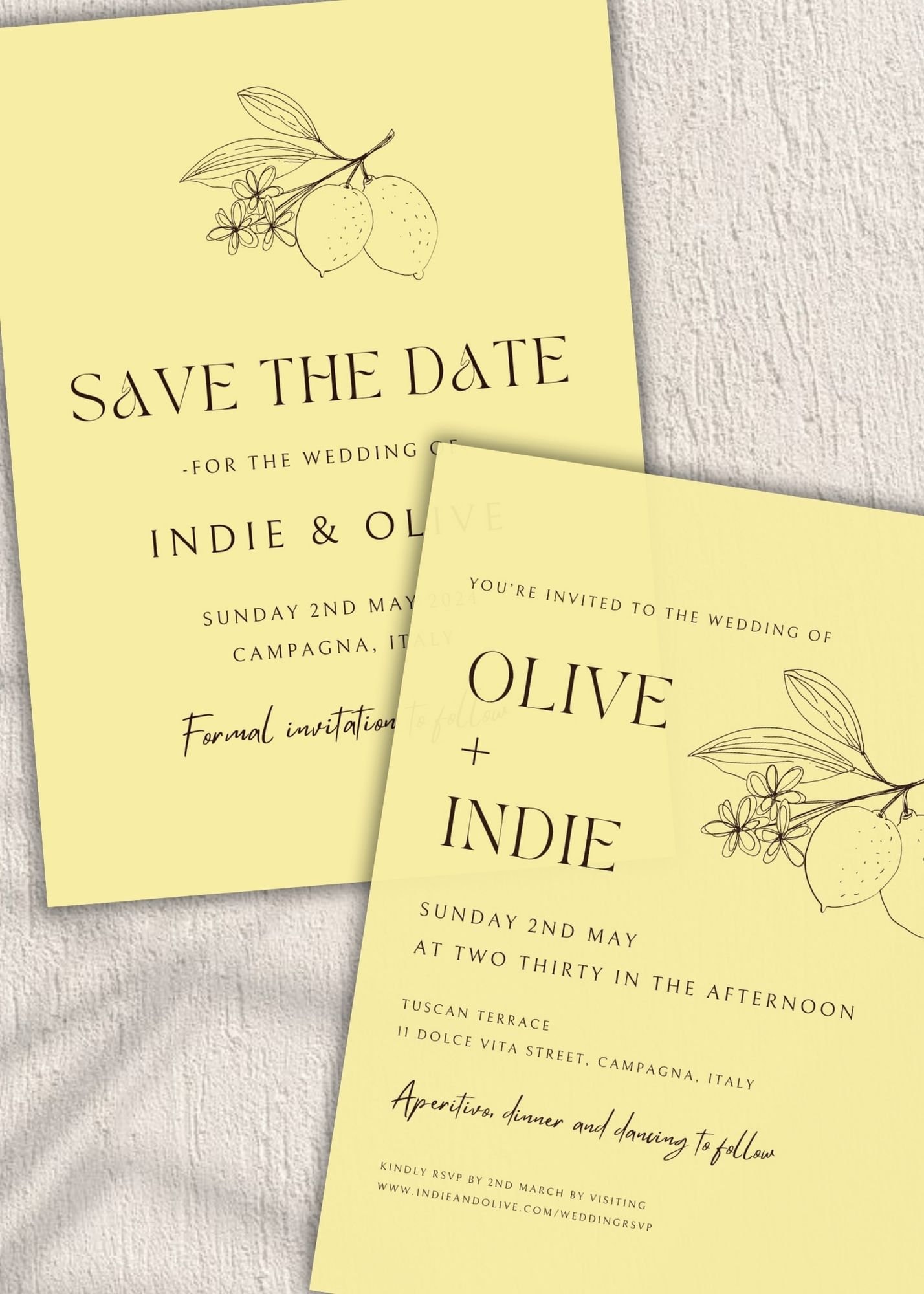 Printable Modern Mediterranean Wedding Invitation & Save the Date ...