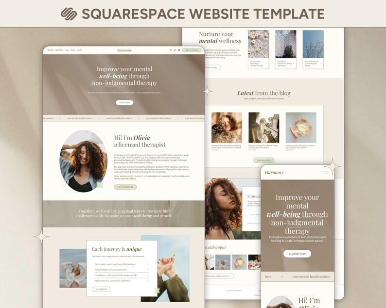 Therapist Squarespace Template, Coaching Website, Squarespace Website ...