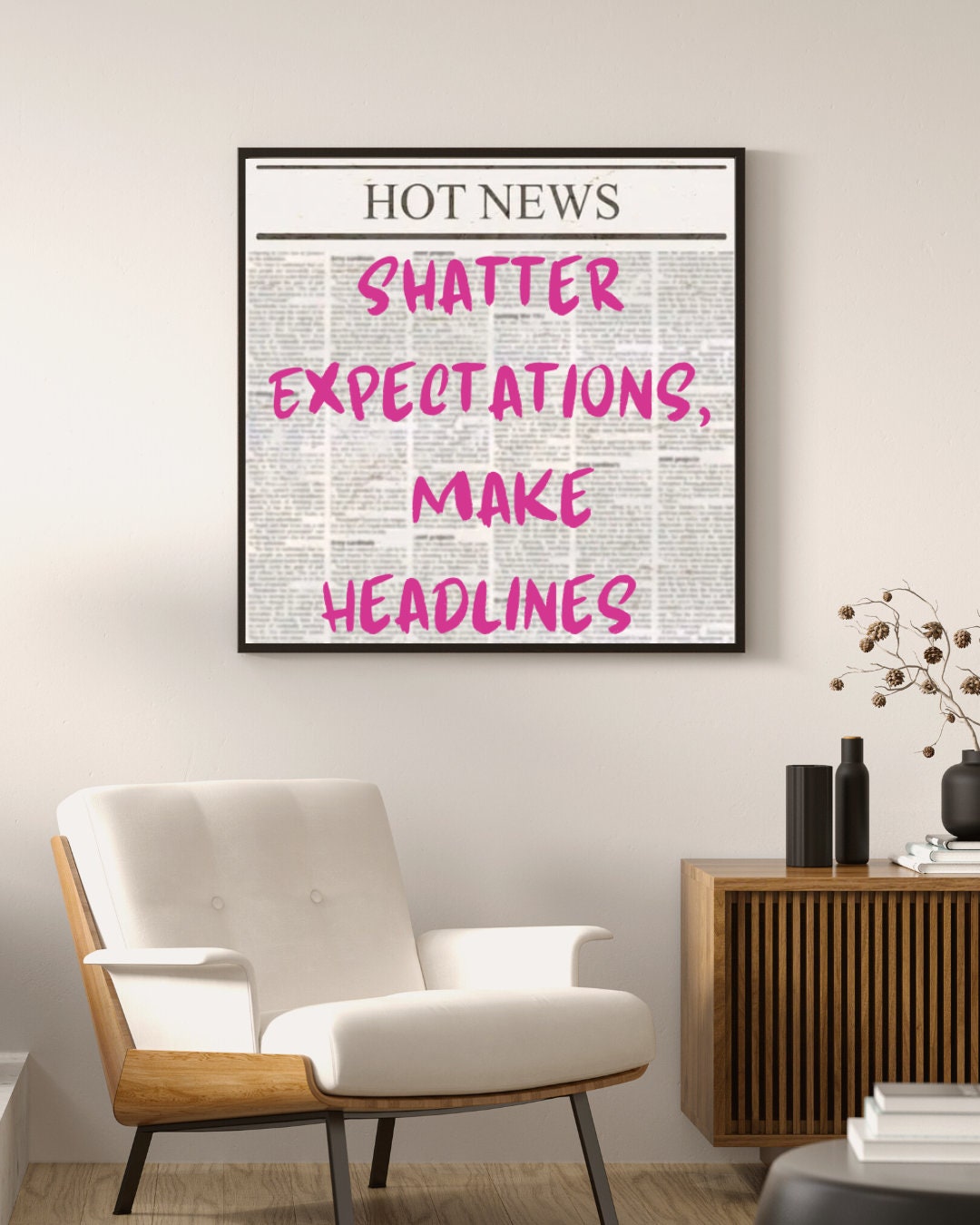 Expectations Motivational Trendy Wall Art Digital Art Retro Newspaper ...