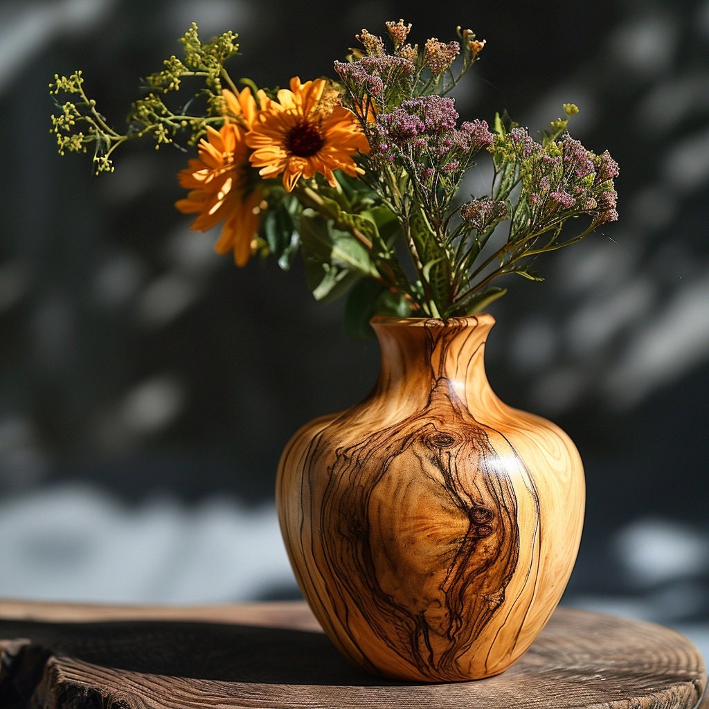 Artisan Crafted Wooden Flower Vases - Etsy
