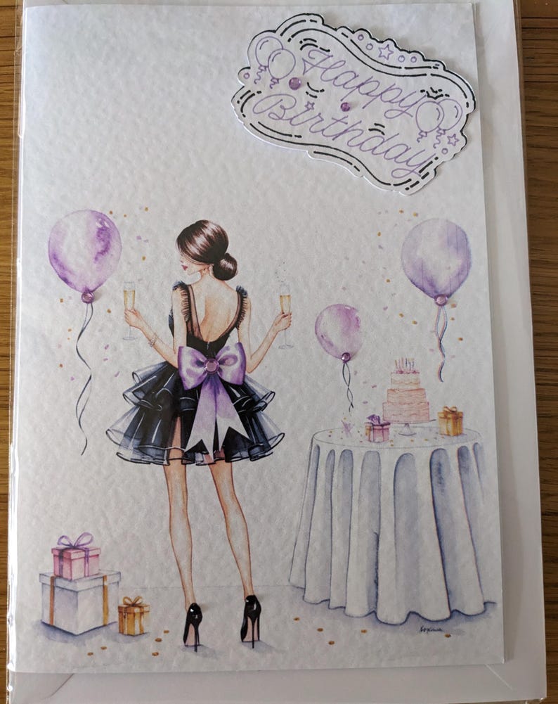 Personalized Birthday Card – Handmade Crystal Embellished A5 Card - Etsy