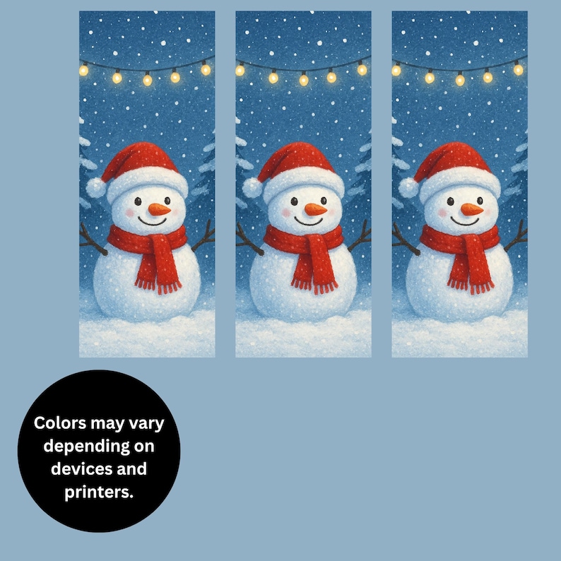 Winter Snowman Bookmark Printable (PNG) | Digital Download - Etsy