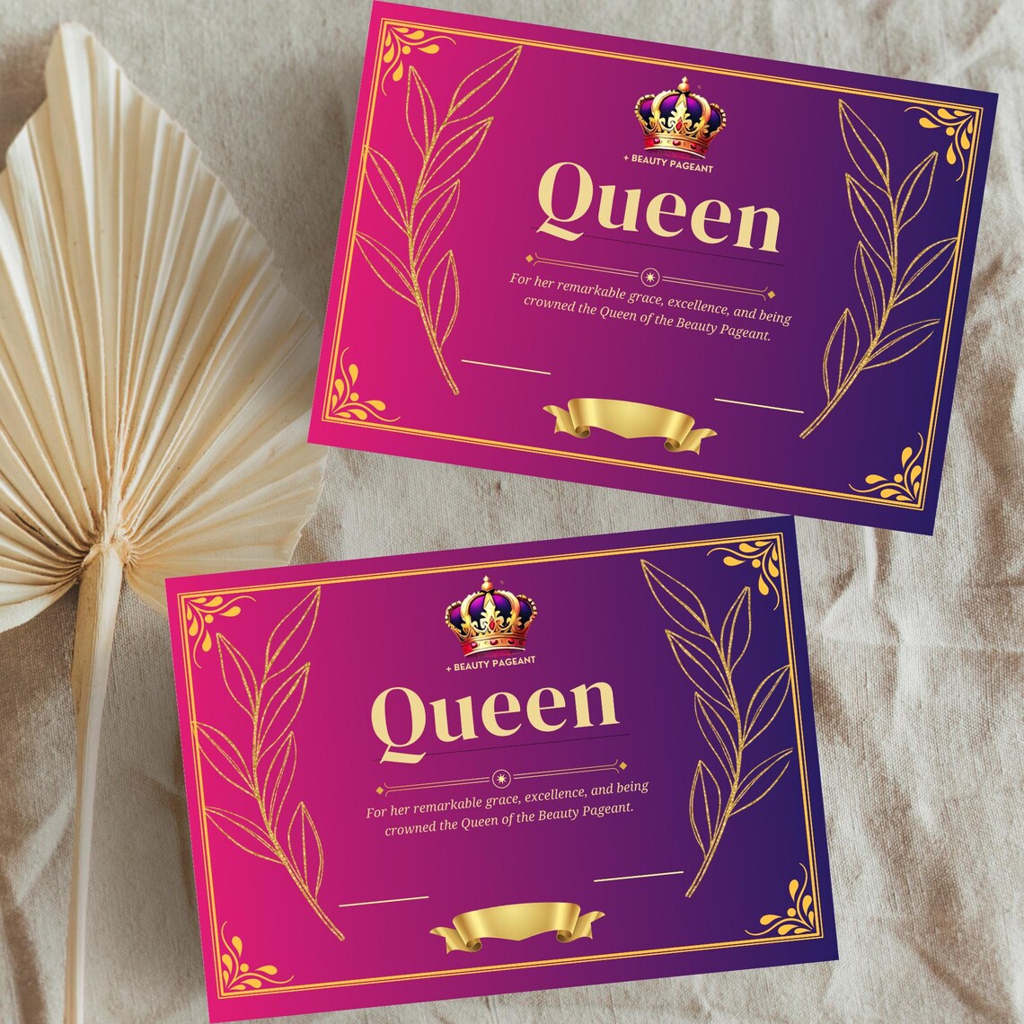 Queen Beauty Pageant Certificate – Printable and Editable Award for ...