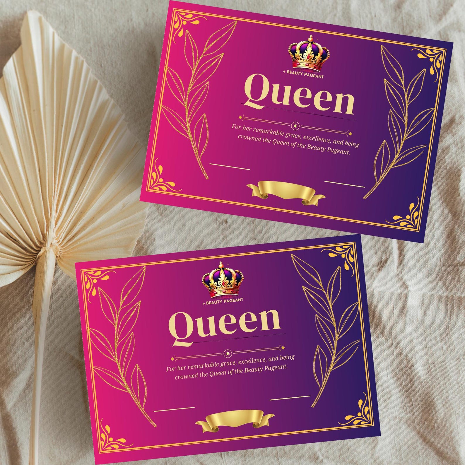 Beauty Pageant Certificate Printable | Editable Queen Award Template ...