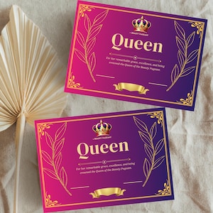 Beauty Pageant Certificate Printable | Editable Queen Award Template ...
