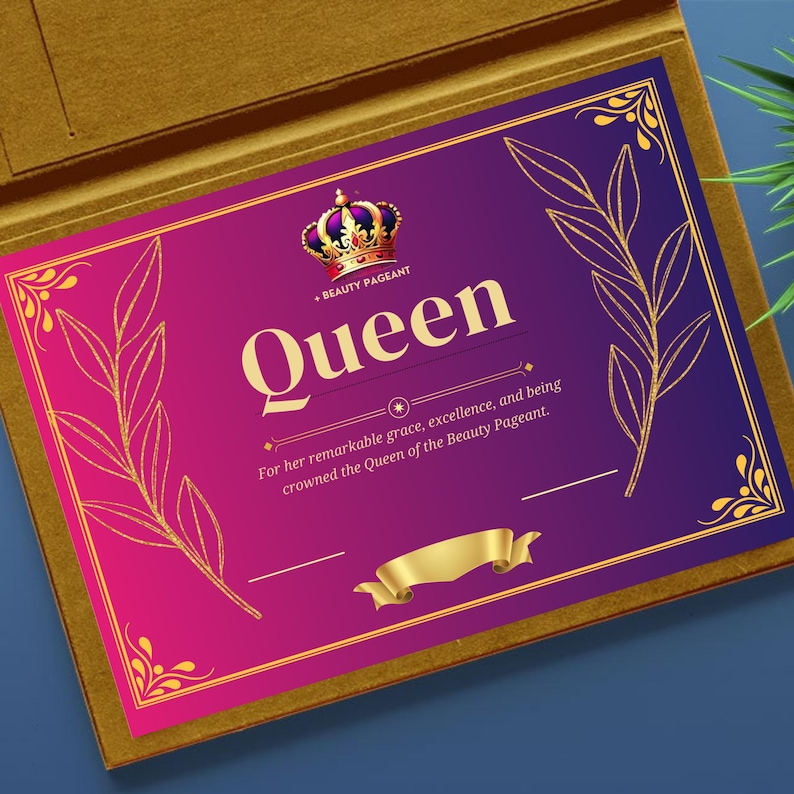 Queen Beauty Pageant Certificate – Printable and Editable Award for ...