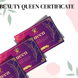 Beauty Pageant Certificate Printable | Editable Queen Award Template ...