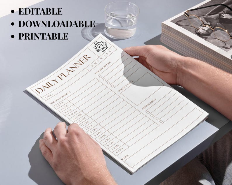 Simple Minimalist Daily Planner - Printable PDF and Digital Template ...