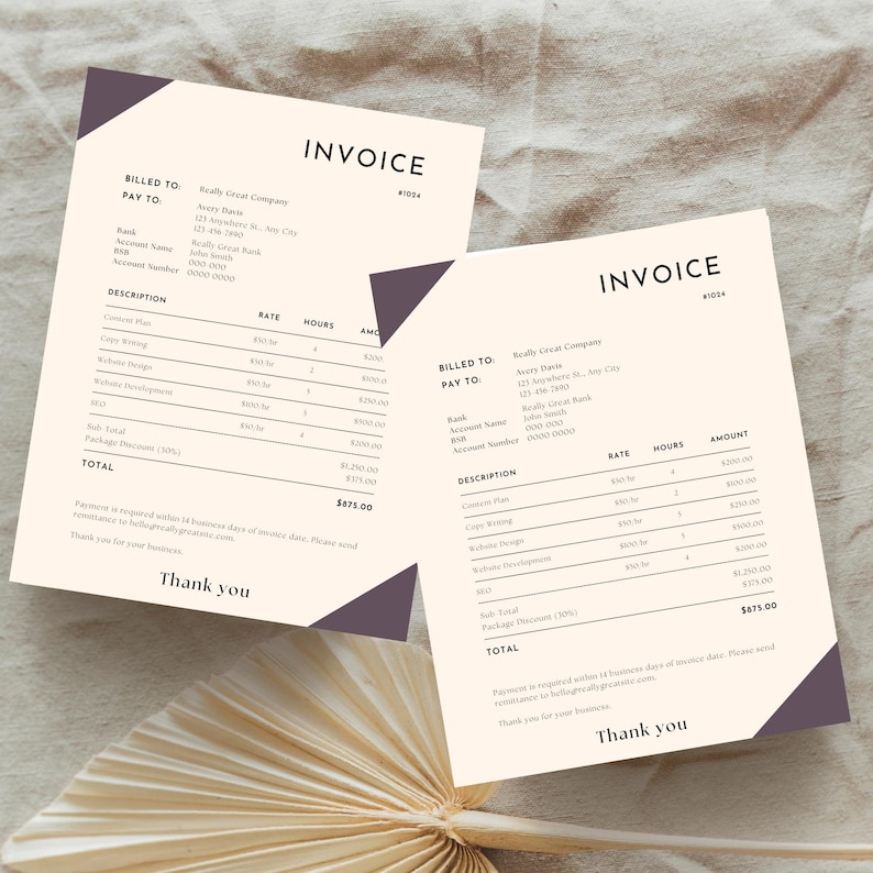Modern Invoice Template: Editable Canva Design for Freelancers (PDF ...