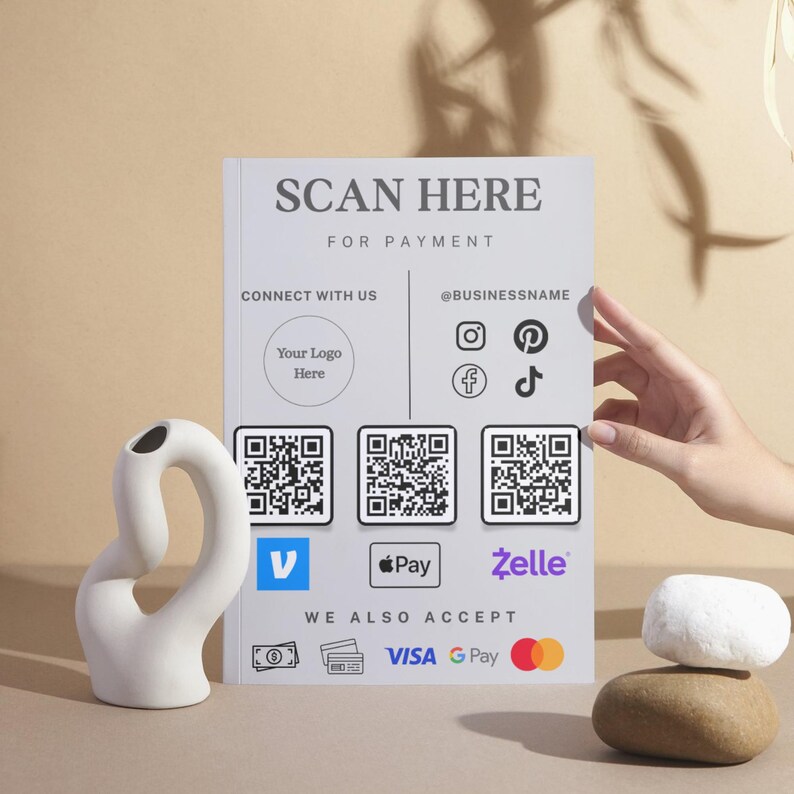 Scan to Pay Sign Template | Editable QR Code Payment Poster (5x7, Canva ...