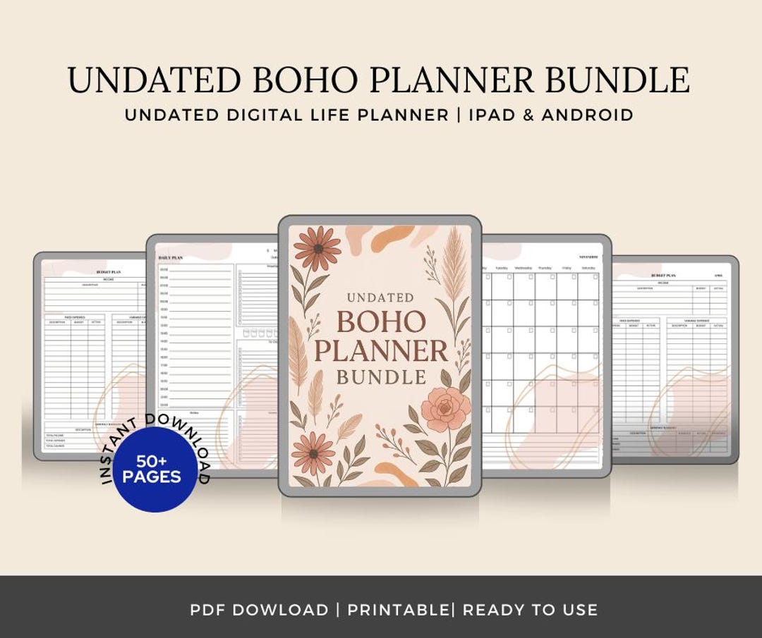 Boho Planner Bundle: Undated Daily, Weekly, Monthly PDF (printable) - Etsy