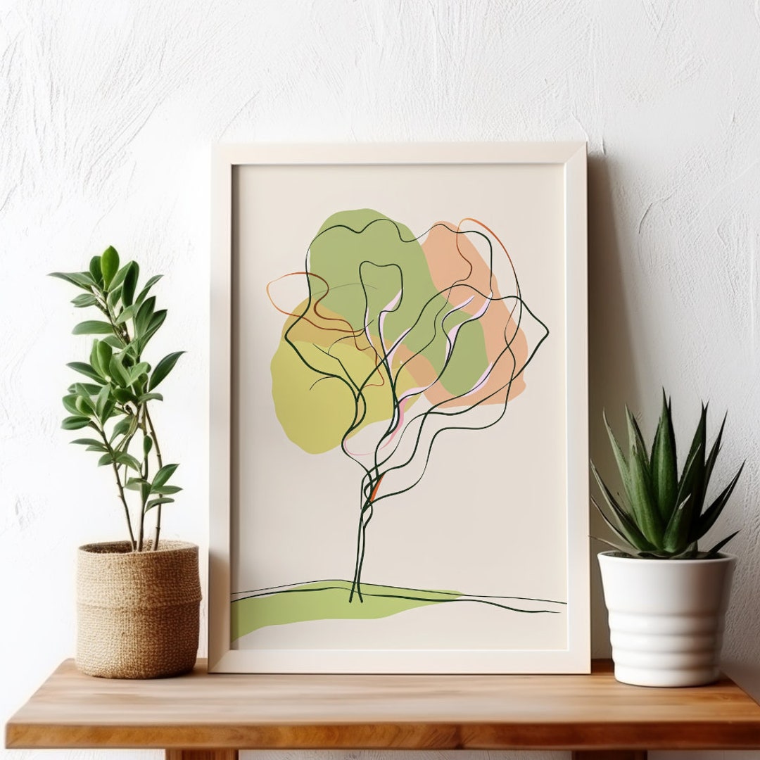 Abstract Tree Line Art, Minimalist Line Art, Wall Art, Branches, Autumn ...