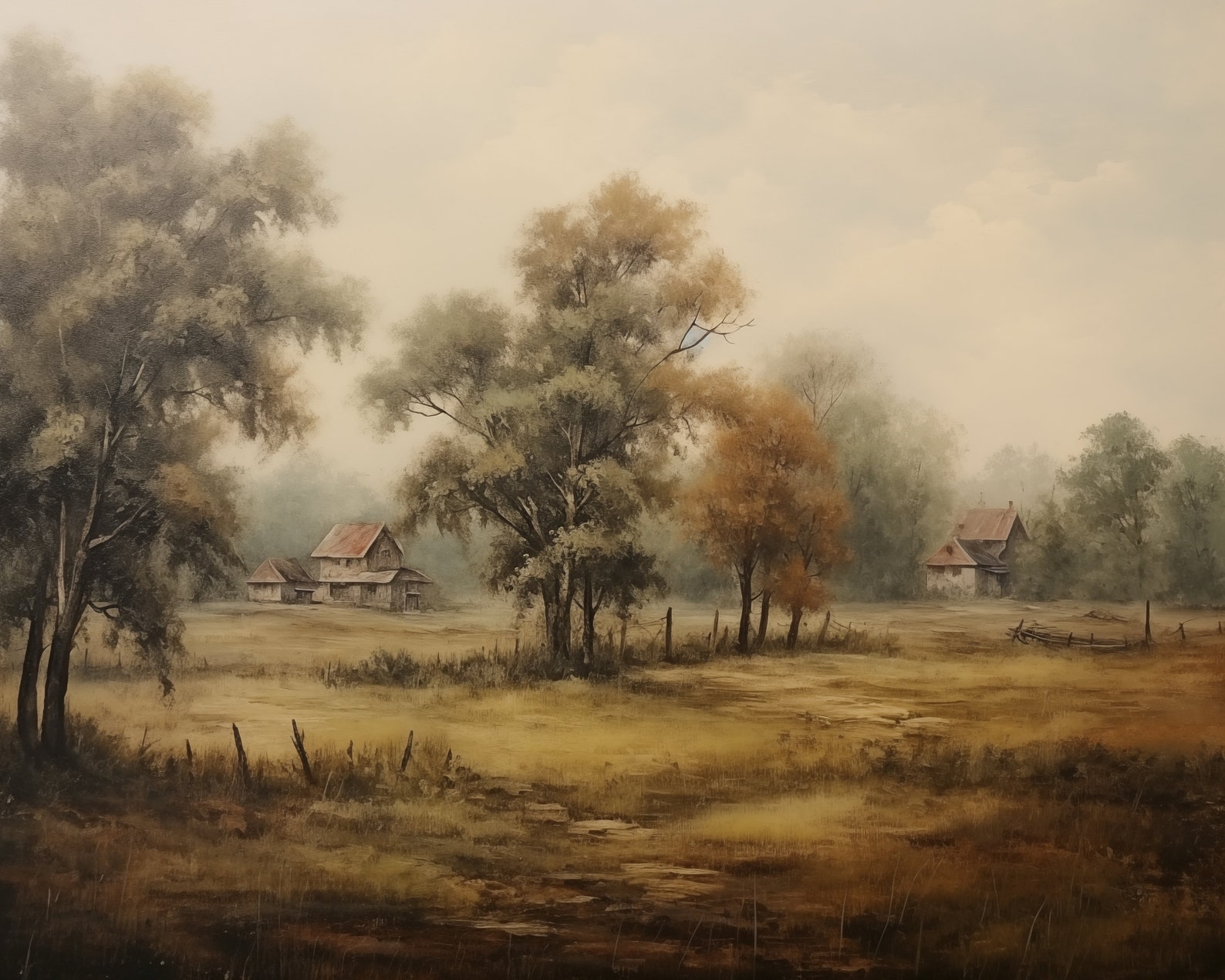 Classic Vintage Country Landscape ~ PHYSICAL Giclée Fine Art Print ...