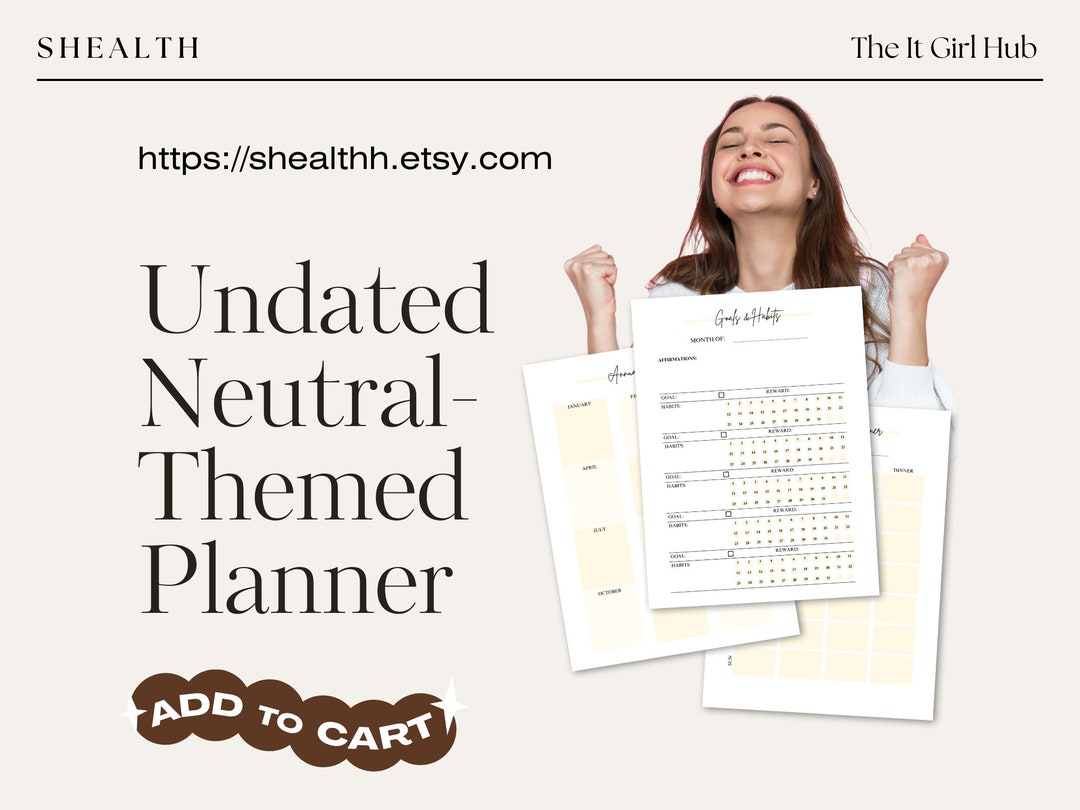 Undated Neutral Printable Planner Digital Planner - Etsy