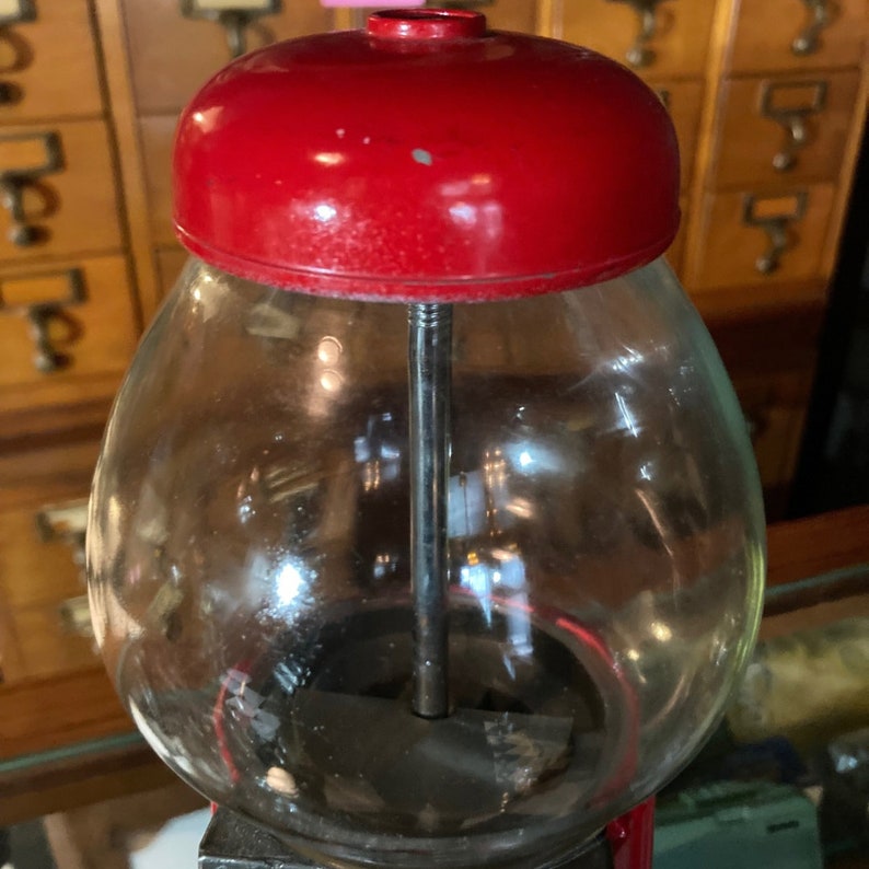9 Classic Red Gumball Machine Dispenser Cast Iron Collector Vending Gum ...