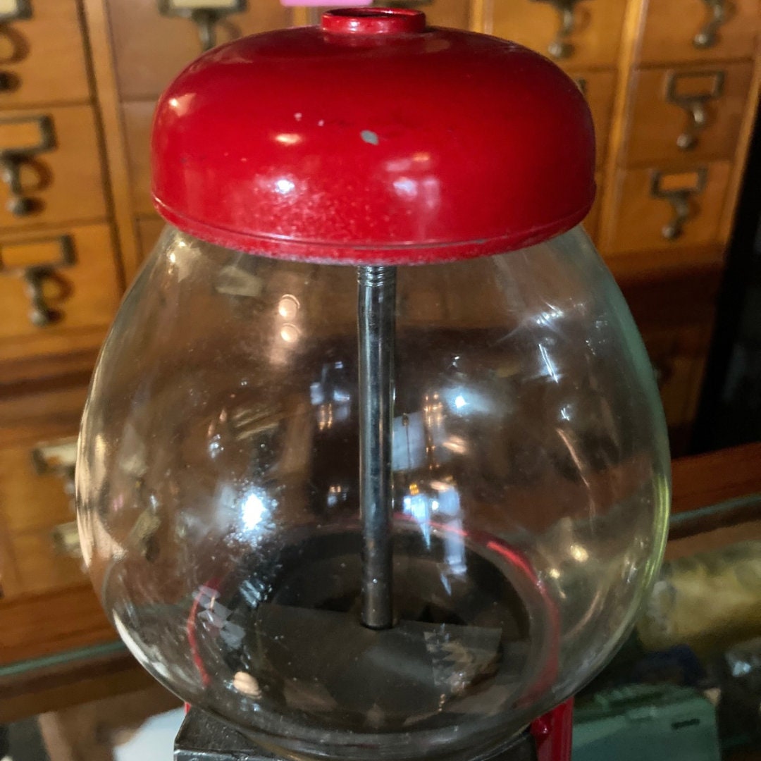 9" Classic Red Gumball Machine Dispenser Cast Iron Collector Vending ...