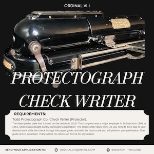 Antique Protectograph Check Writer Manual Check Protector Todd Co ...