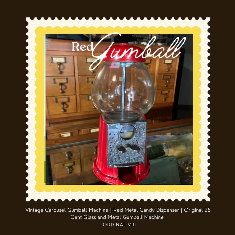 9 Classic Red Gumball Machine Dispenser Cast Iron Collector Vending Gum ...