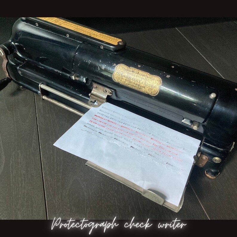 Antique Protectograph Check Writer Manual Check Protector Todd Co ...