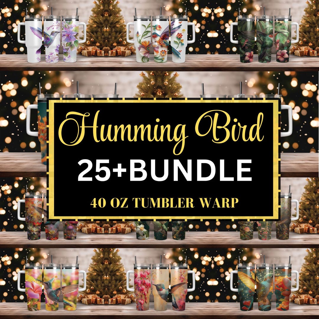 40oz Hummingbirds Tumbler Bundle Hummingbird Sublimation Design Flowers ...