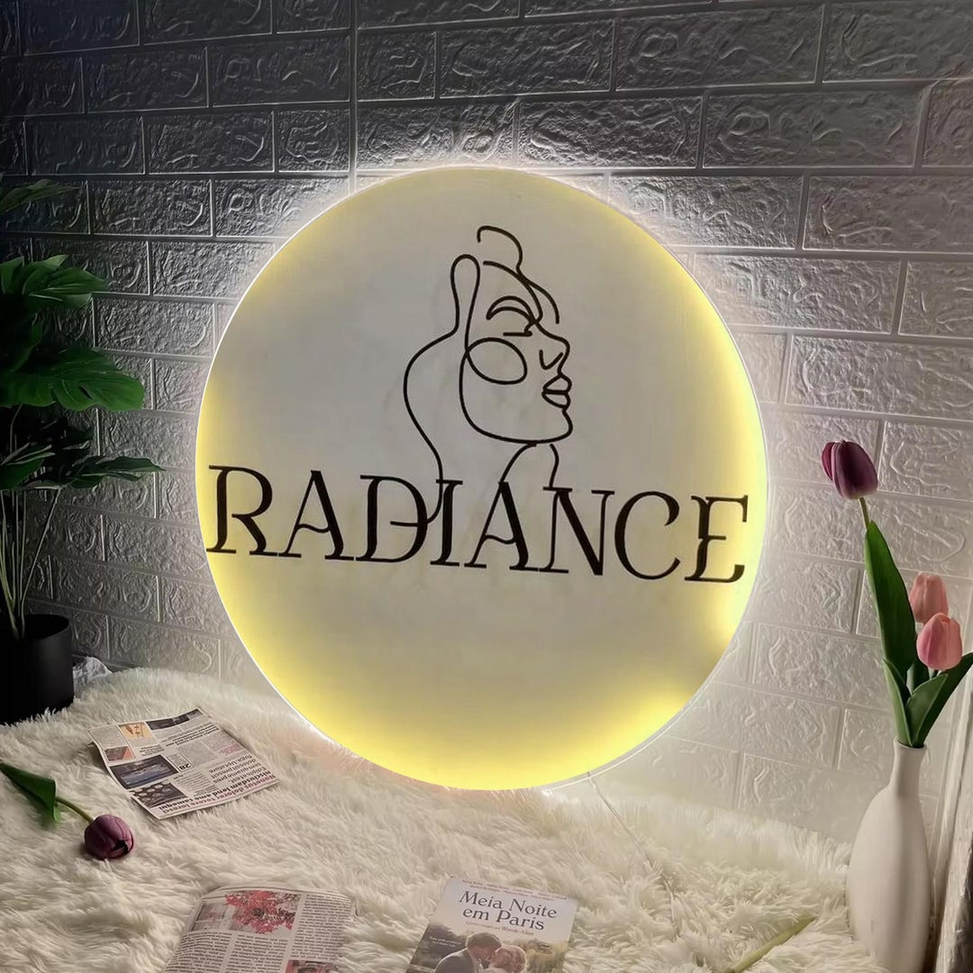 Custom Business Logo Sign, Round Backlit Acrylic Sign, Salon Sign ...