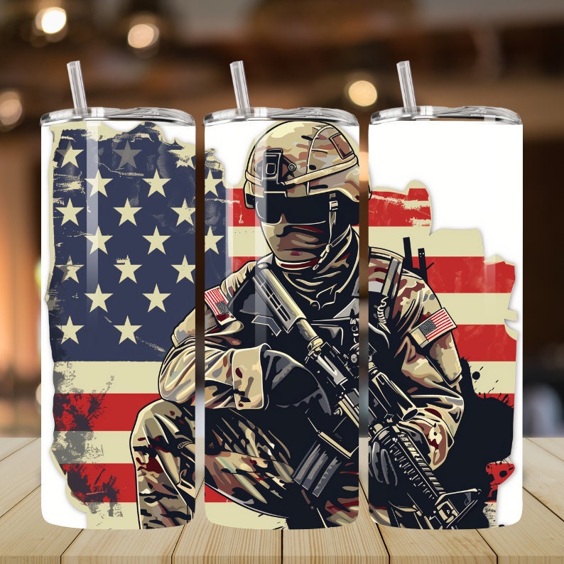 50 Veteran Mega Tumbler Wrap Bundle, 20oz Army Sublimation Design, 3D ...