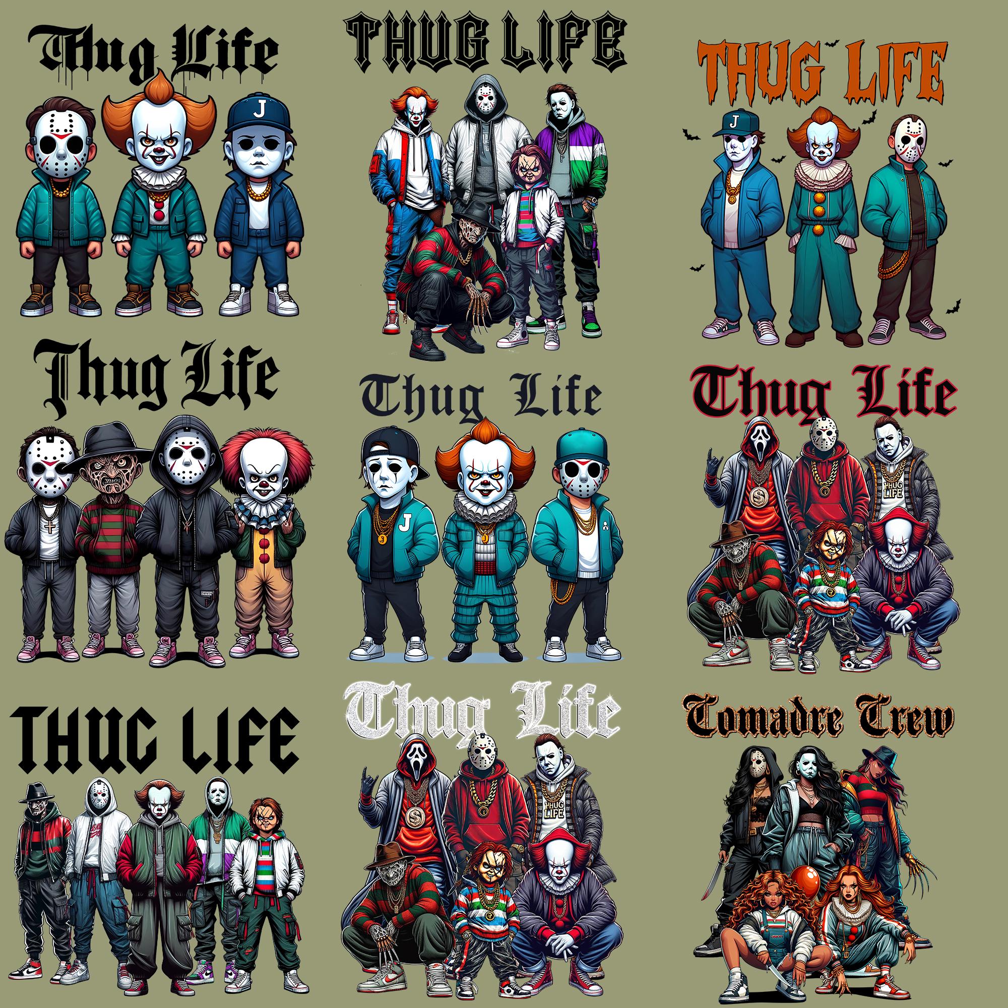 Thug Life Movie Killers Shirt Png Bundle, Halloween Characters Bundle ...