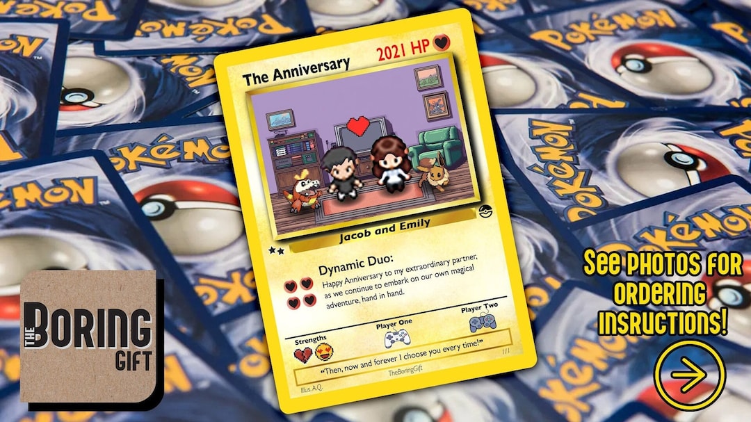 Custom Anniversary Pokemon Card Gift for Him or Her, Wedding or ...