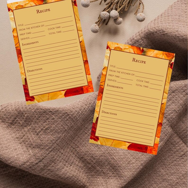 Autumn Recipe Card - Etsy