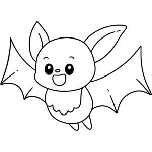 Cute Halloween Coloring Pages Featuring Bats - Etsy