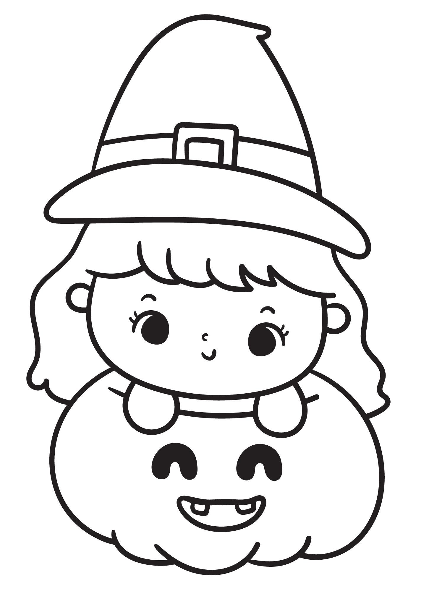 Cute Halloween Witch Coloring Pages - Etsy