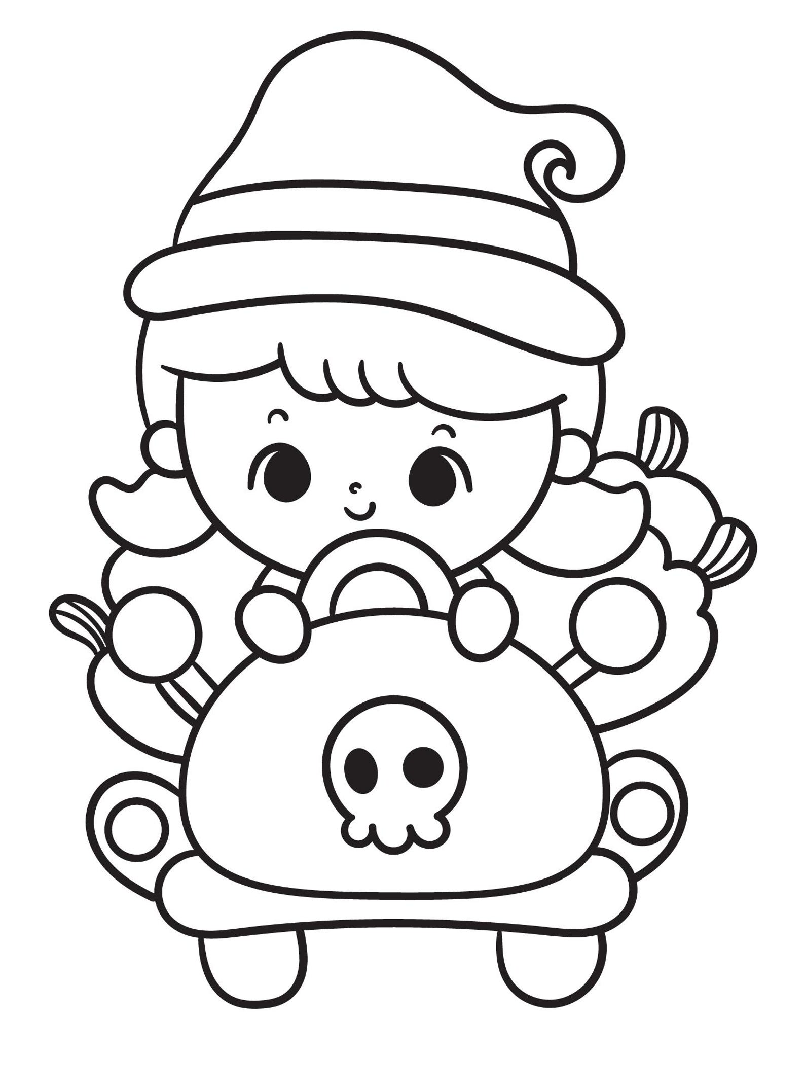 Cute Halloween Witch Coloring Pages - Etsy