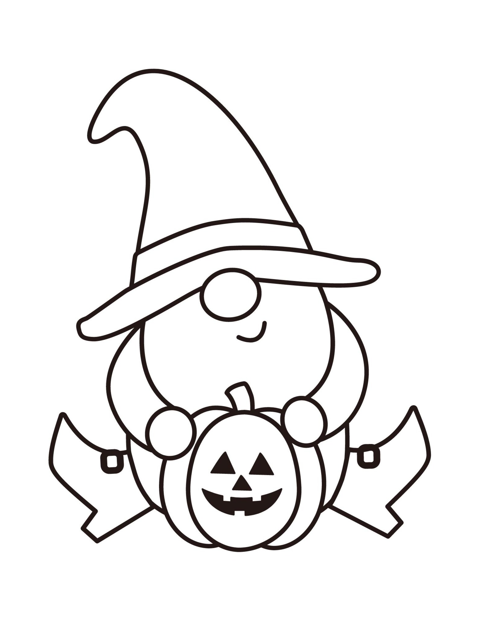Cute Halloween Gnome Coloring Pages - Etsy