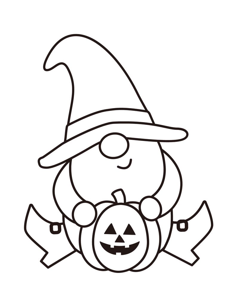 Halloween Gnome Coloring Pages, 9 Printable Designs (digital Download ...