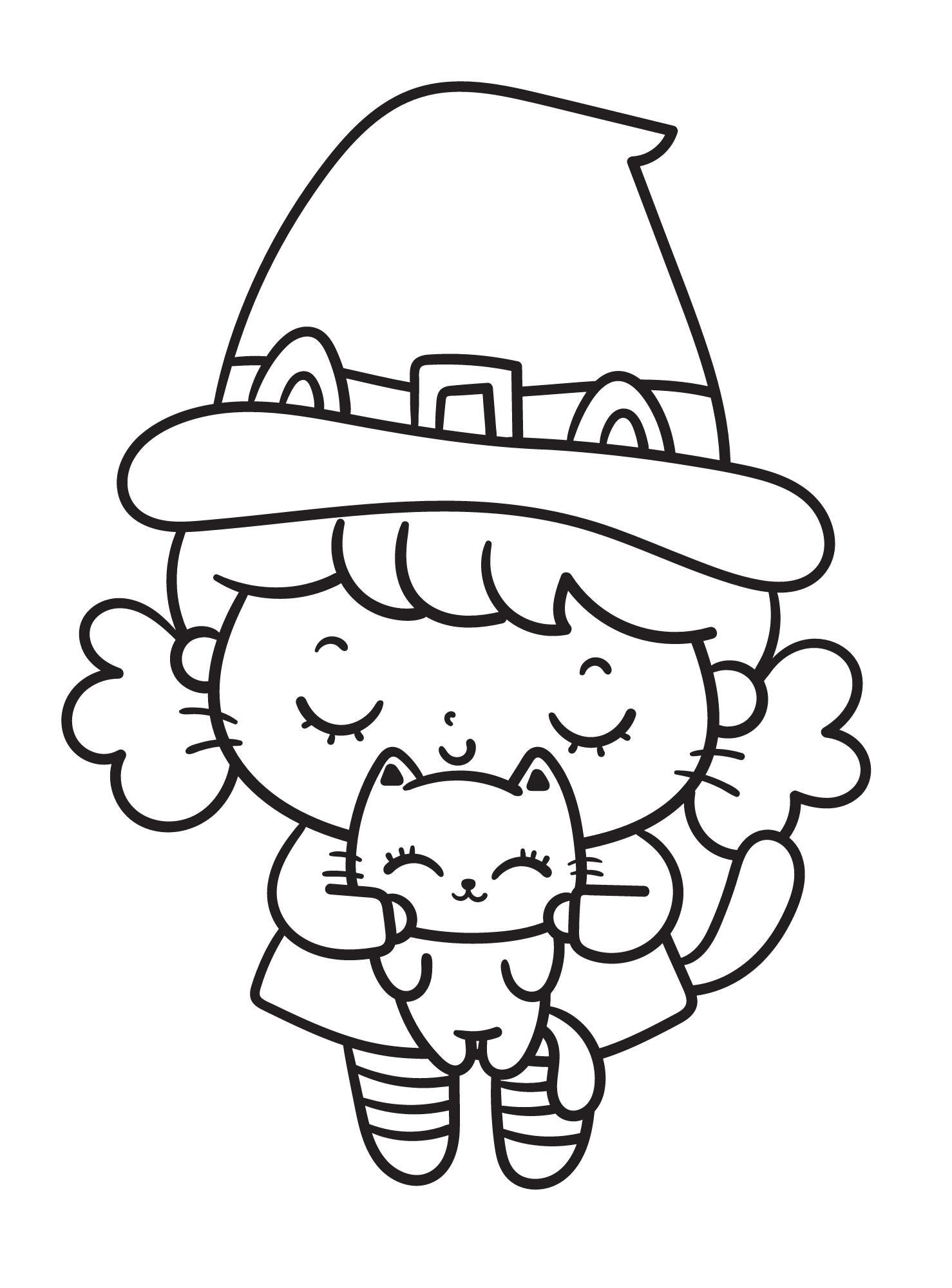 Cute Halloween Witch Coloring Pages - Etsy