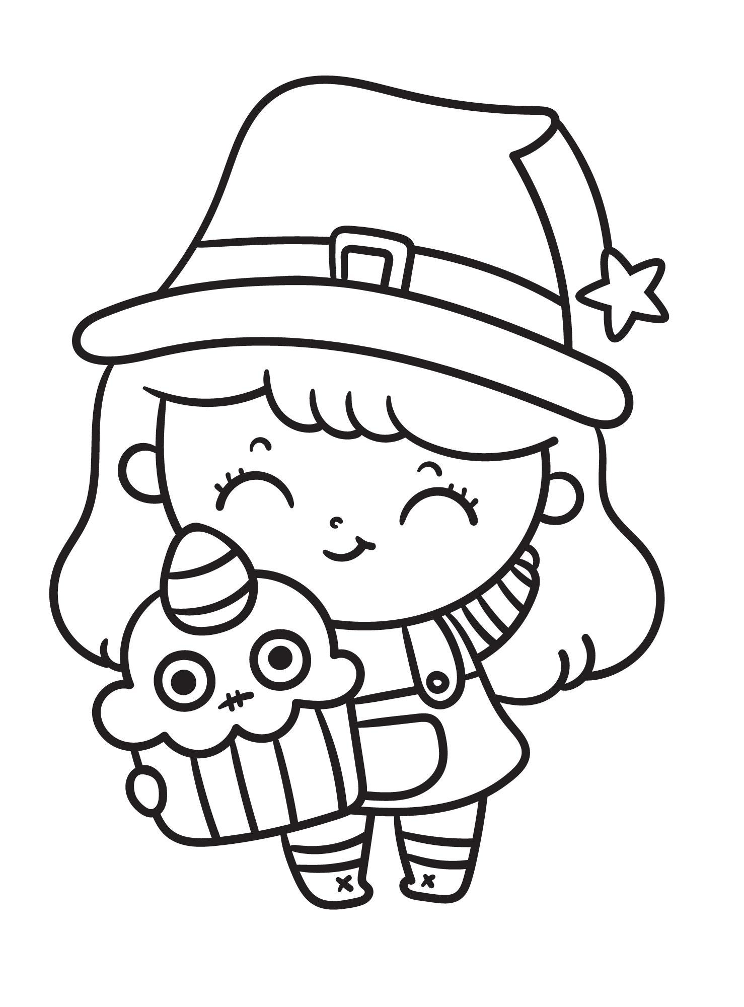 Cute Halloween Witch Coloring Pages - Etsy