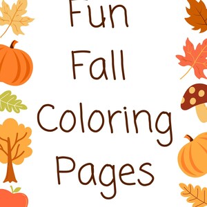 Fun Fall Coloring Pages for Kids - Etsy