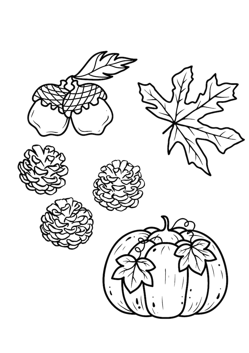 Fun Fall Coloring Pages for Kids - Etsy