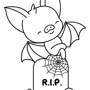 Cute Halloween Coloring Pages Featuring Bats - Etsy