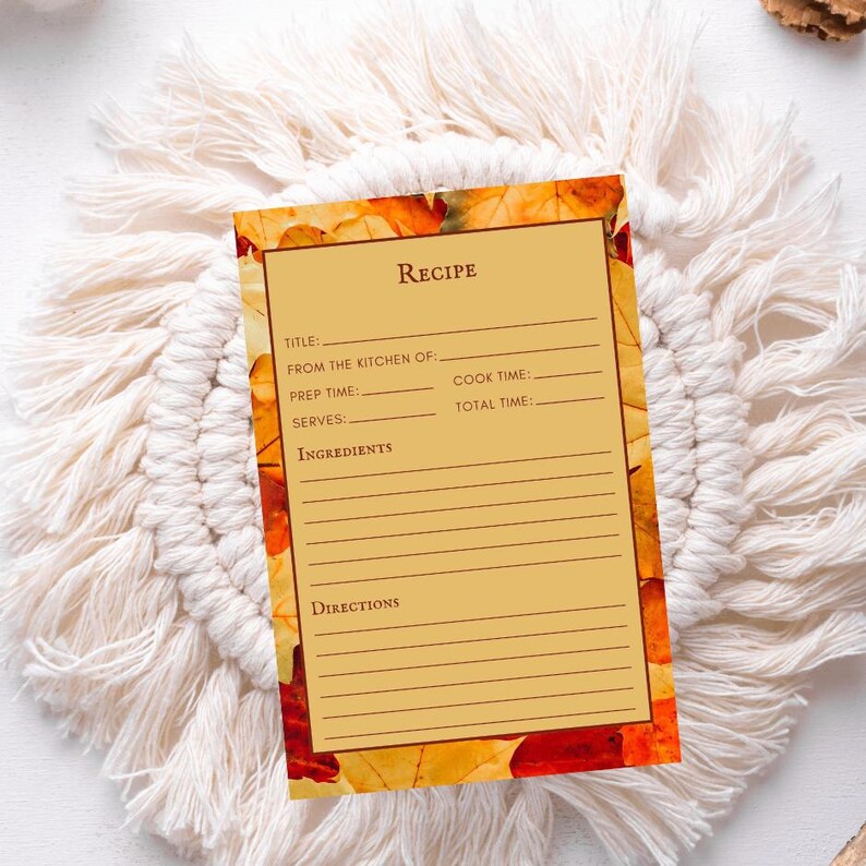 Autumn Recipe Card - Etsy