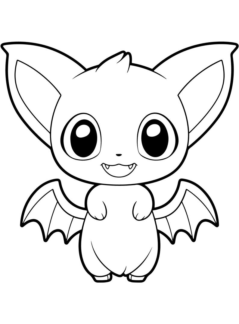 Cute Halloween Coloring Pages Featuring Bats - Etsy