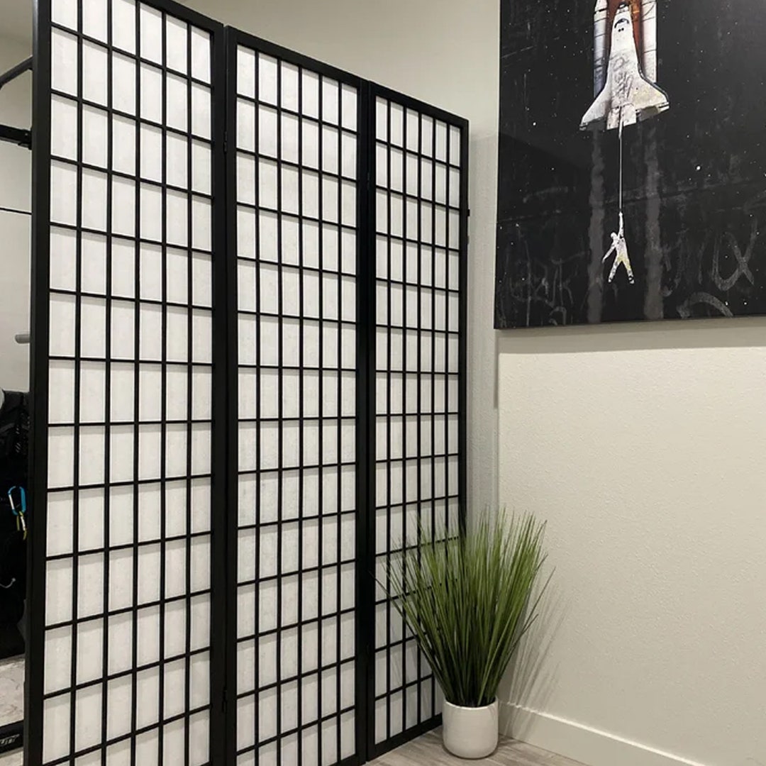 Rice Paper Japanese Style Screen Room Divider Shoji Style 4 Panel Wood ...