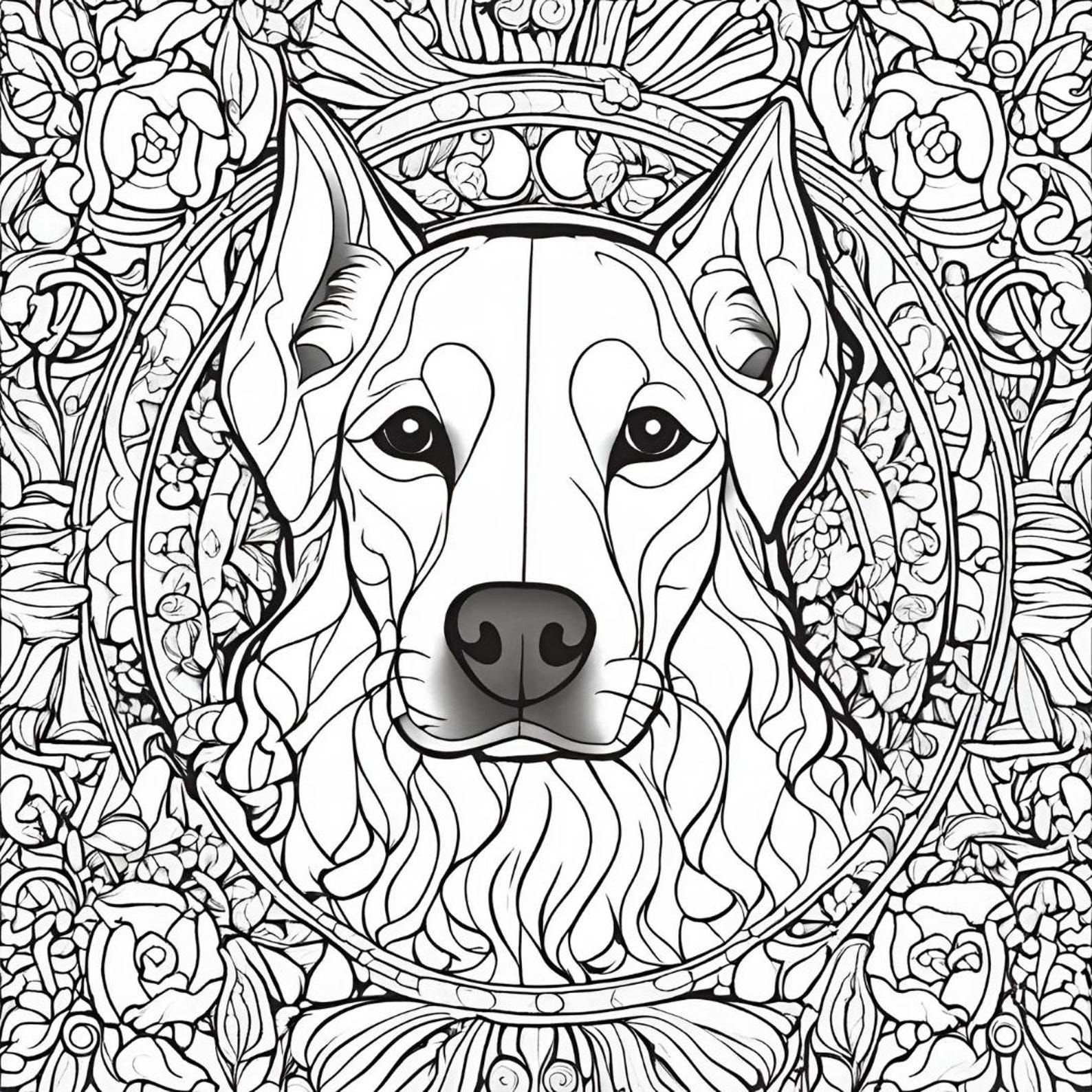 Mandala Dogs: Digital Coloring Book - Etsy