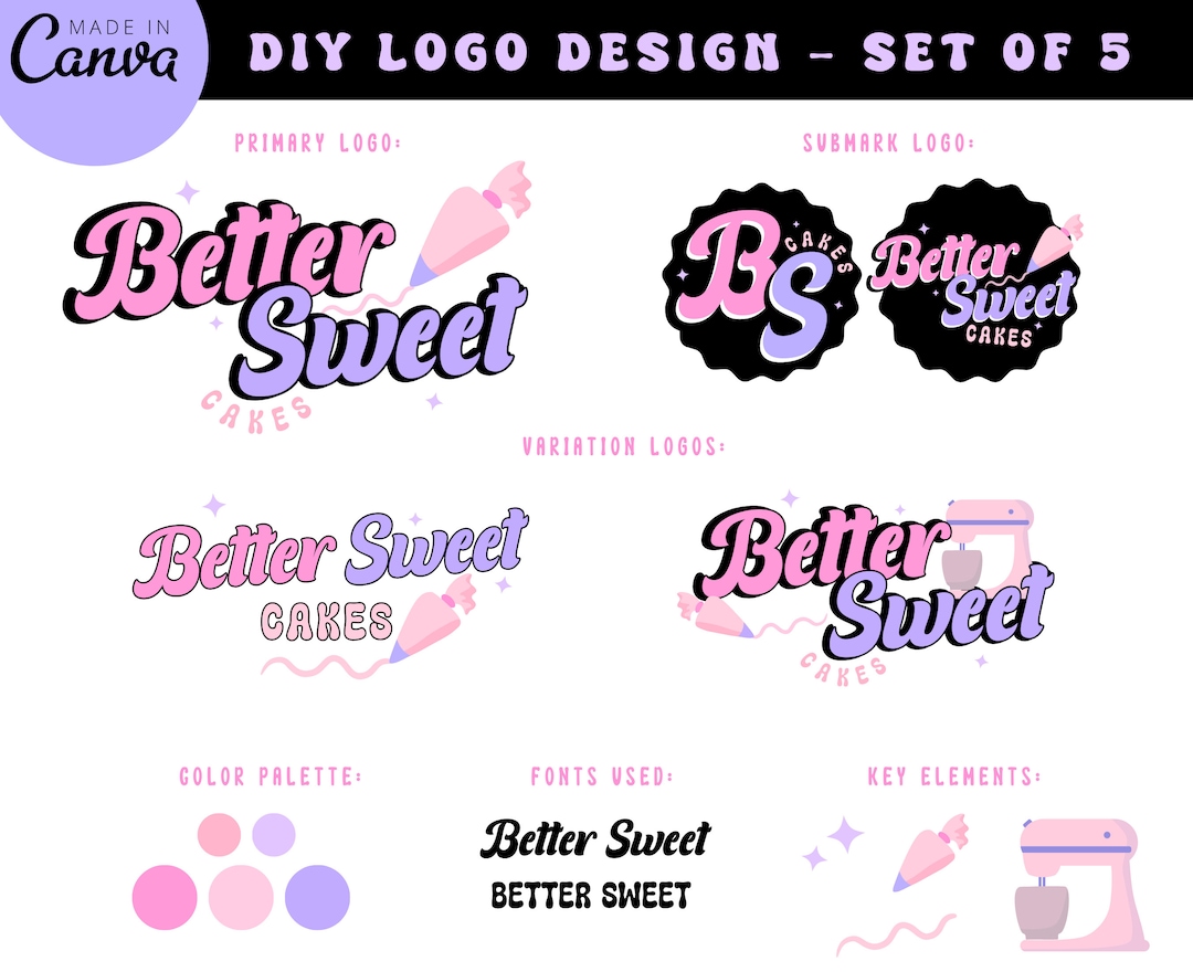 DIY Cake Baker Logo: Editable Logo Design, Bakery Logo Design, Canva ...