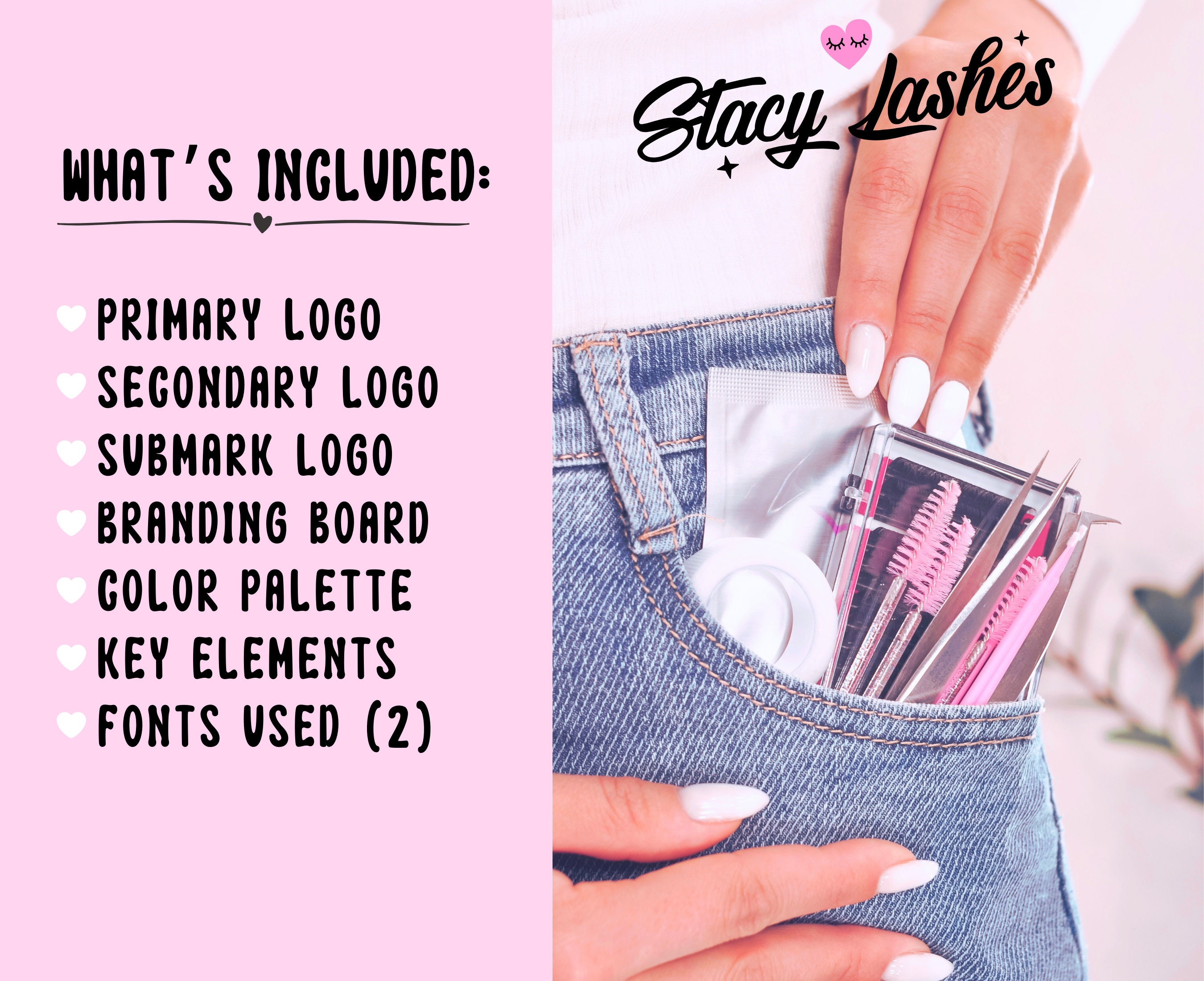 Beauty Lash Logo: Logo Bundle Design, Editable Logo, Lash Business Logo ...