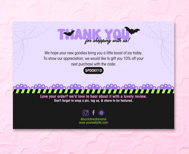 DIY Thank You Card: Canva Template, Editable Package Insert, Playful ...